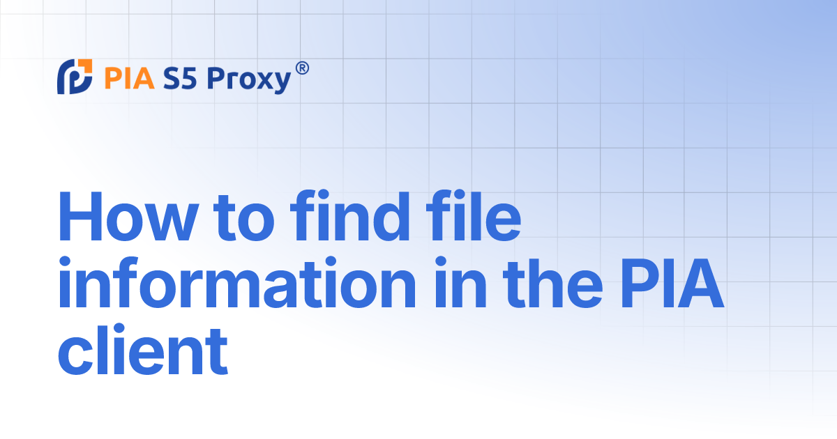 How to find file information in the PlA client | PIA S5 Proxy
