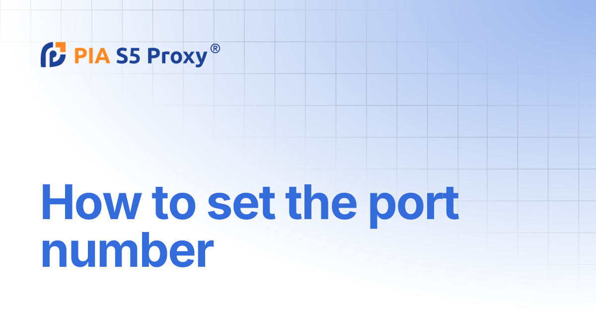 How to set the port number | PIA S5 Proxy